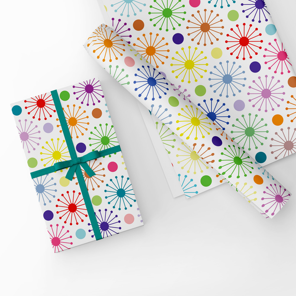 Gold Hearts Gift Wrap White Handmade Gift Company